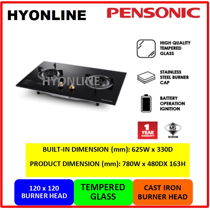 PGH-424G - PENSONIC TEMPERED GLASS BUILT-IN HOB TWO BURNERS | PENSONIC ...