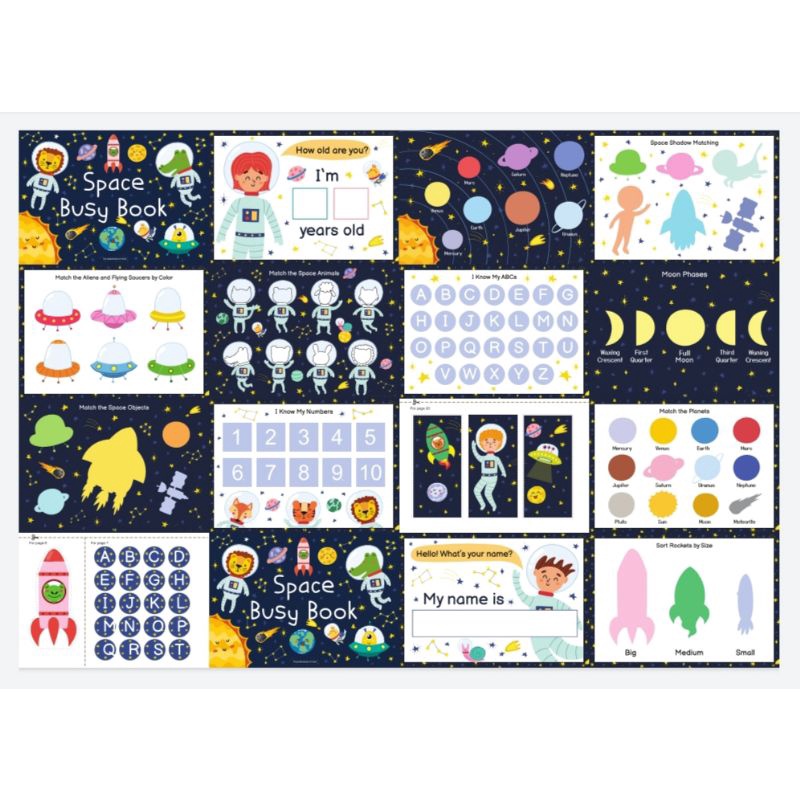 [Laminated] SPACE THEME busy book & quiet book for kid early learning ...