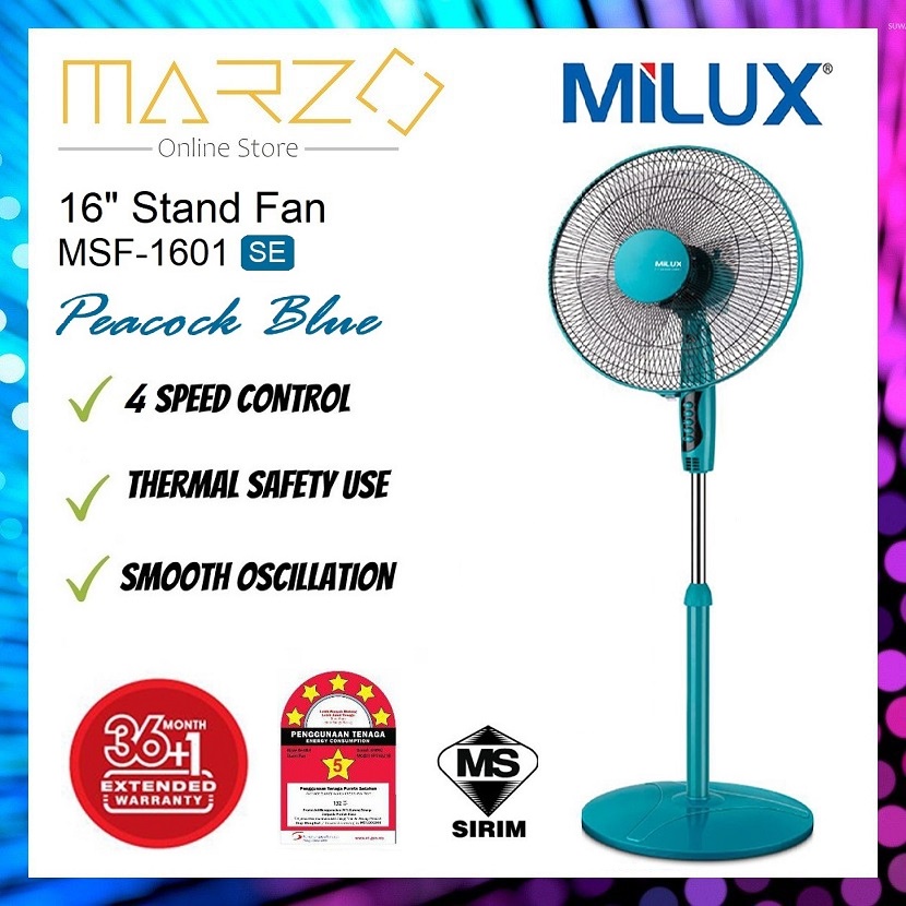 Milux 16" Stand Fan MSF1601SE / Kipas Berdiri / Kipas diri | Shopee ...