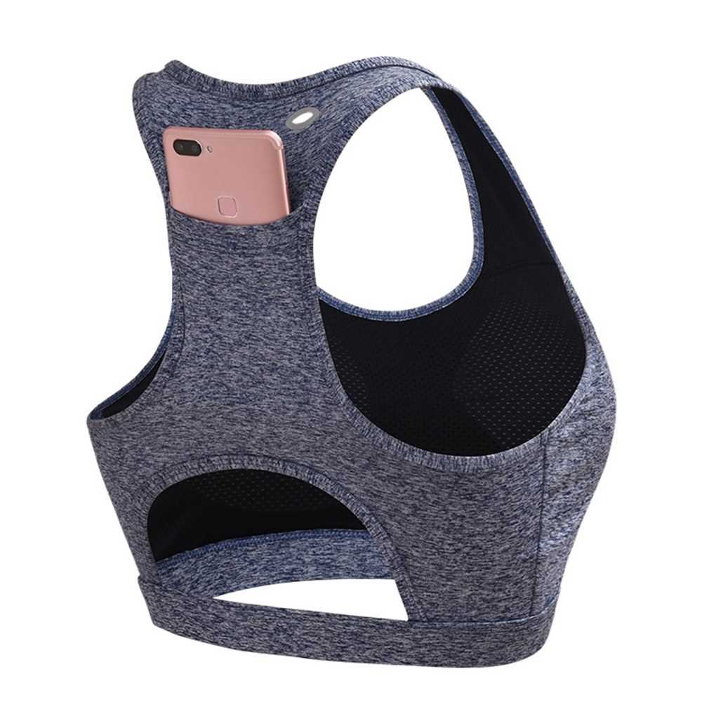 SPORT BRA WITH BACK POCKET FOR SMARTPHONE (GREY) | Shopee Malaysia
