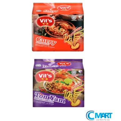 Vit's Toink Toink Instant Noodles Tom Yam/Curry Flavoured 5's x 78GM ...