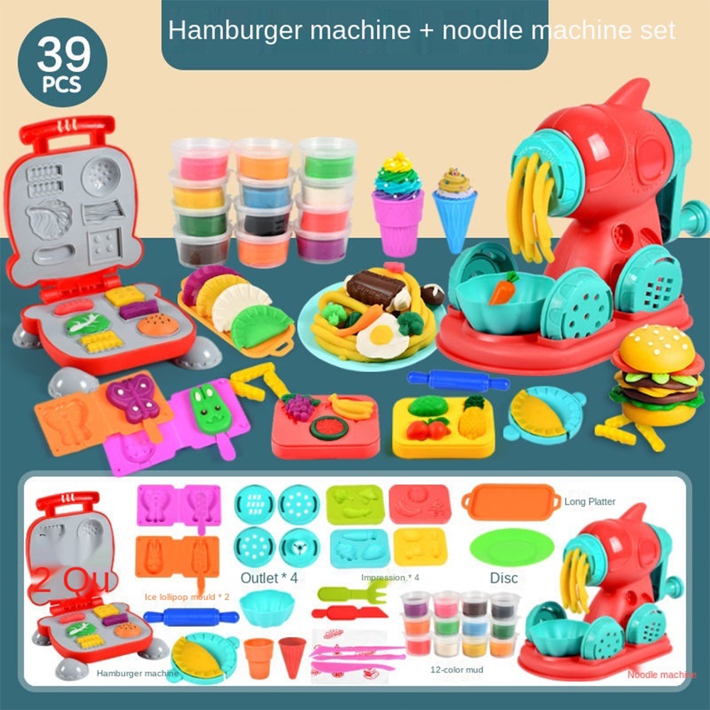 Kids Color Clay Toy DIY Burger Dough Set Ice cream Playdoh Play Doh ...
