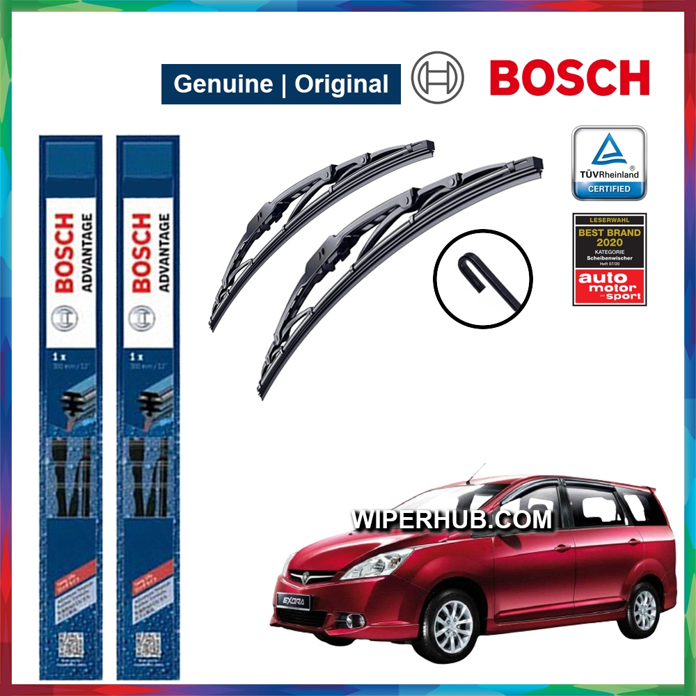 [ORIGINAL] Proton Exora 2009 - Present Bosch Advantage U-Hook Wiper Blade Windscreen (1SET ...