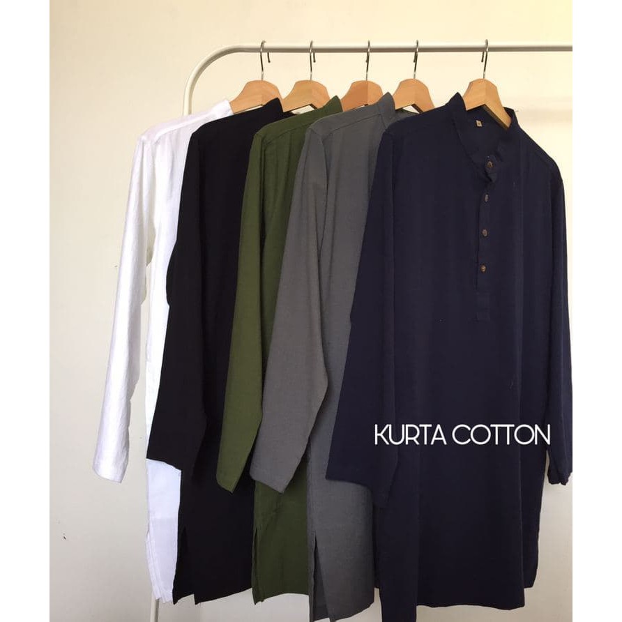 🍁 KURTA ADAM COTTON - KURTA LABUH LENGAN PANJANG LONG SLEEVE M~3XL ...