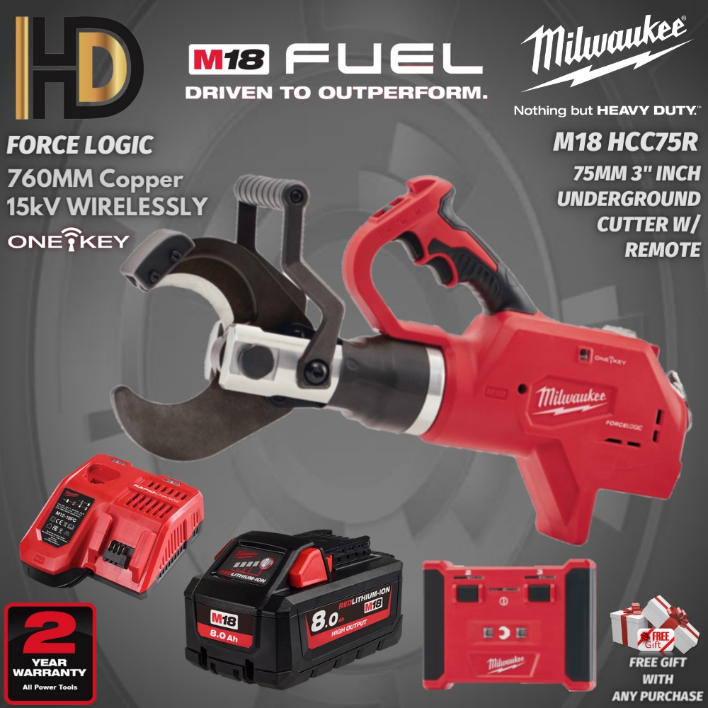 Milwaukee M18 HCC75R FORCE LOGIC™ 75MM (3") Underground Cable Cutter ...