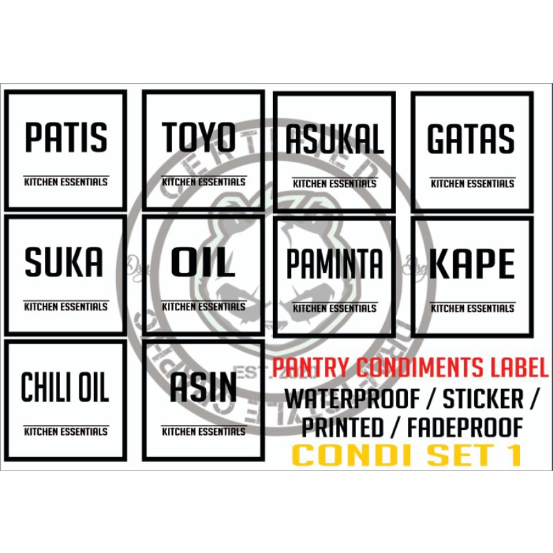 PANTRY CONDIMENTS LABEL STICKER/ WATERPROOF /DISPENSER STICKER LABEL ...