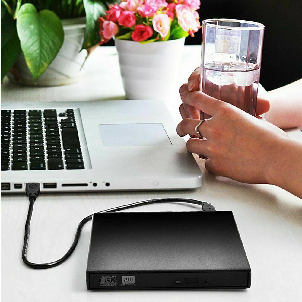 Pemacu CD DVD Luar, USB 2.0 Slim Mudah Alih Pemacu CD-RW DVD Pemain ...