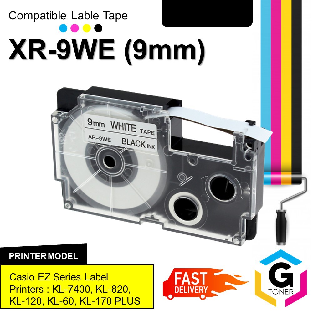 Compatible Cartridges XR-9WE 9mm Black on White EZ-Label Maker Tape for ...