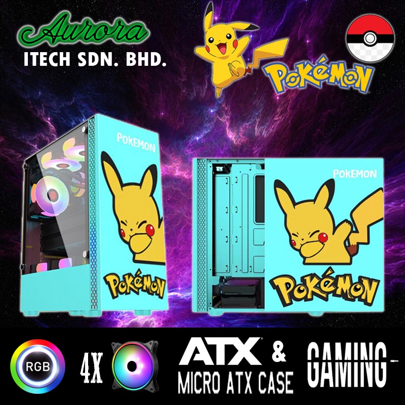 ( PIKACHU GAMING CASING ) ATX GAMING CASING PC PIKACHU 1 WITH RGB ...