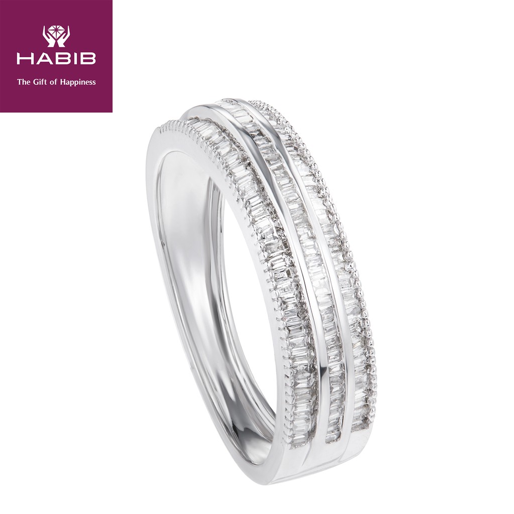 HABIB Baguette and Diamond Ring in 375/9K White Gold 25002(B) | Shopee ...