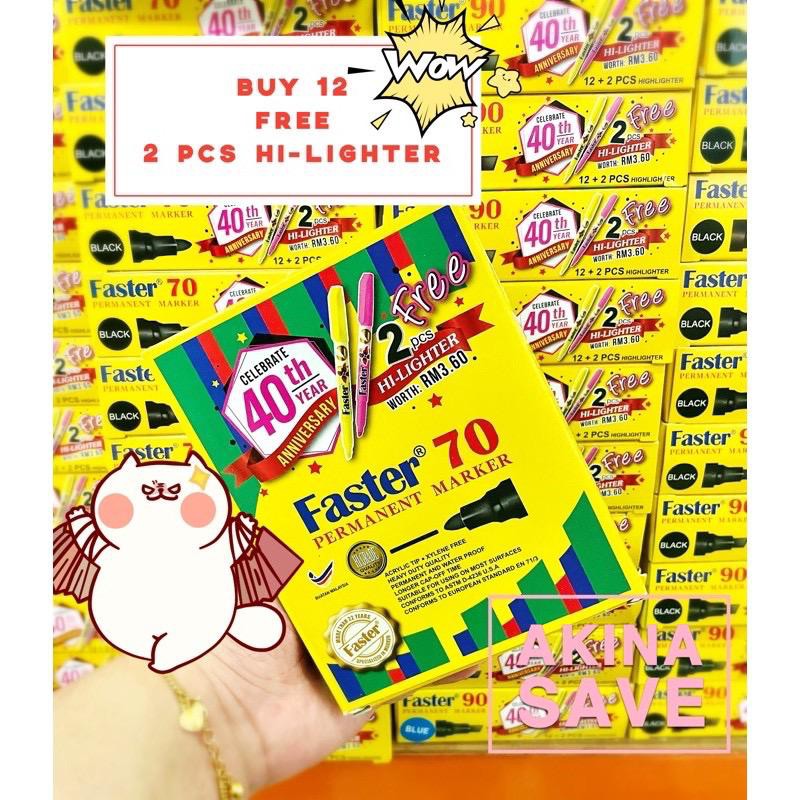 ( Ready Stock ) Faster Marker 70 90 Permanent Marker Pen ( Black / Blue ...