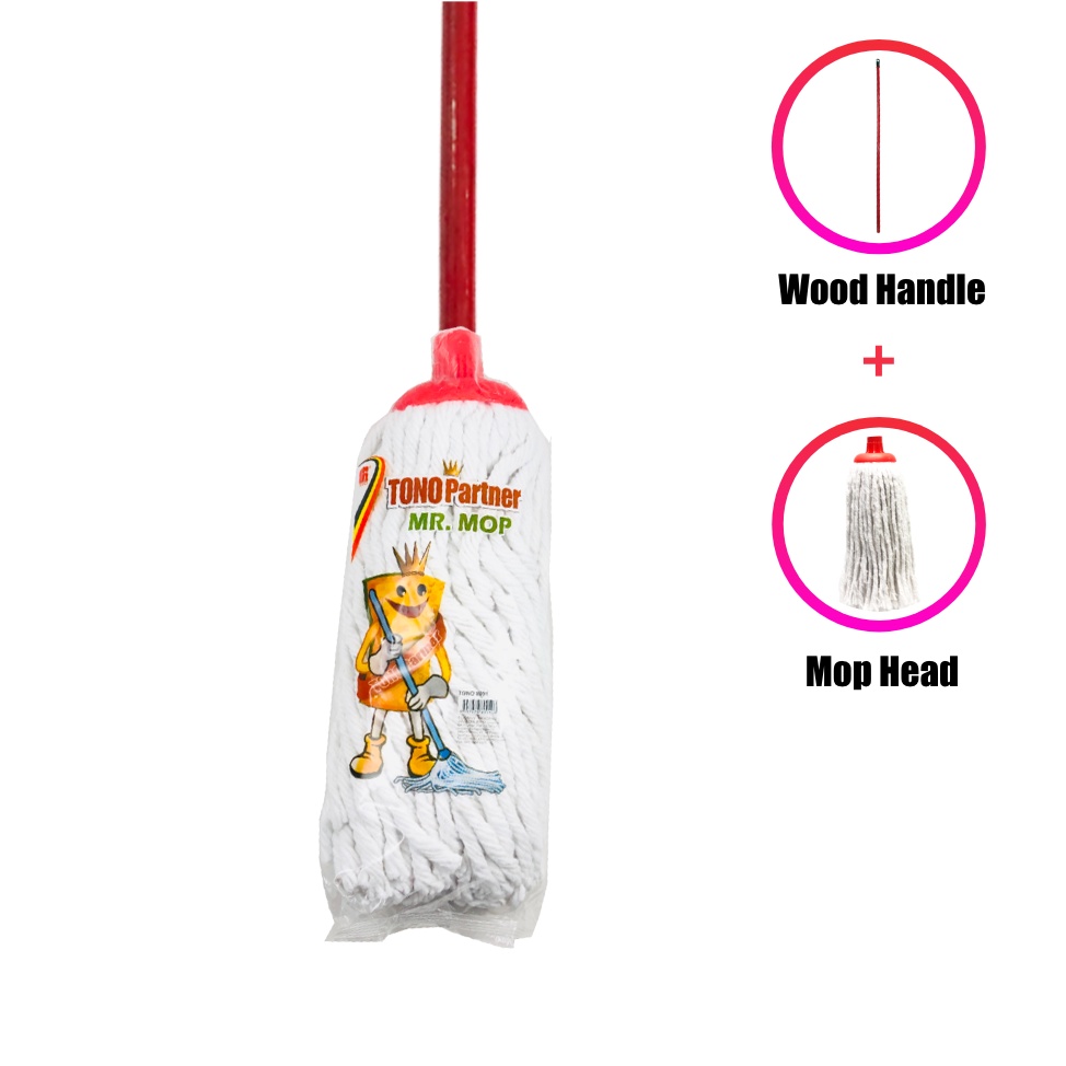 Mr Mop XS Size Cotton Flooring White Mop Lantai Putih Classic Mop Set ...