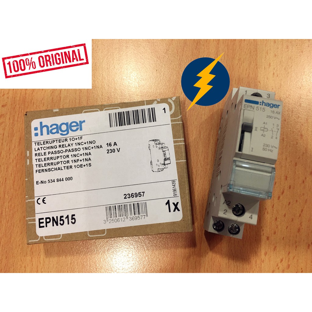 Hager EPN515 LACTHING RELAY 16A 230V 1NO+1NC | Shopee Malaysia