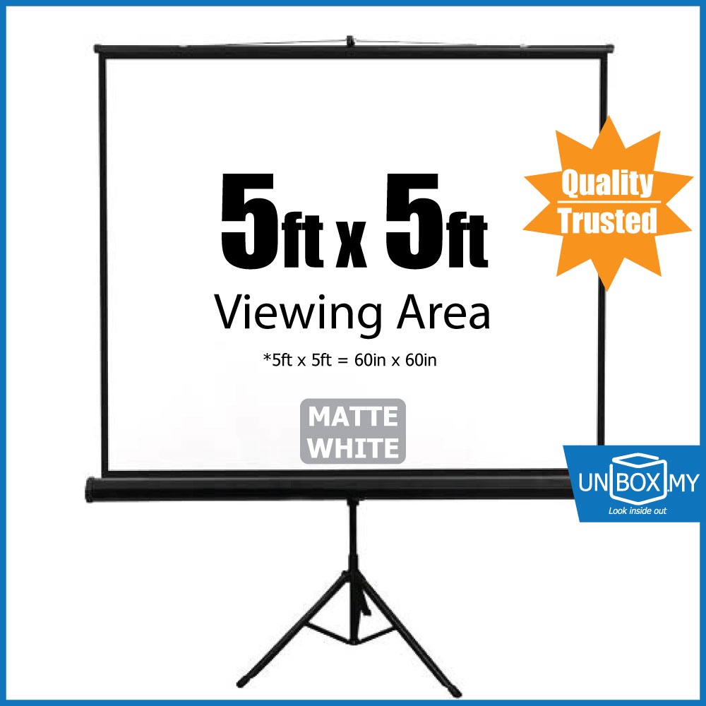 Meki 5ft Portable Tripod Screen Projector Matte White 5 ft Projection ...
