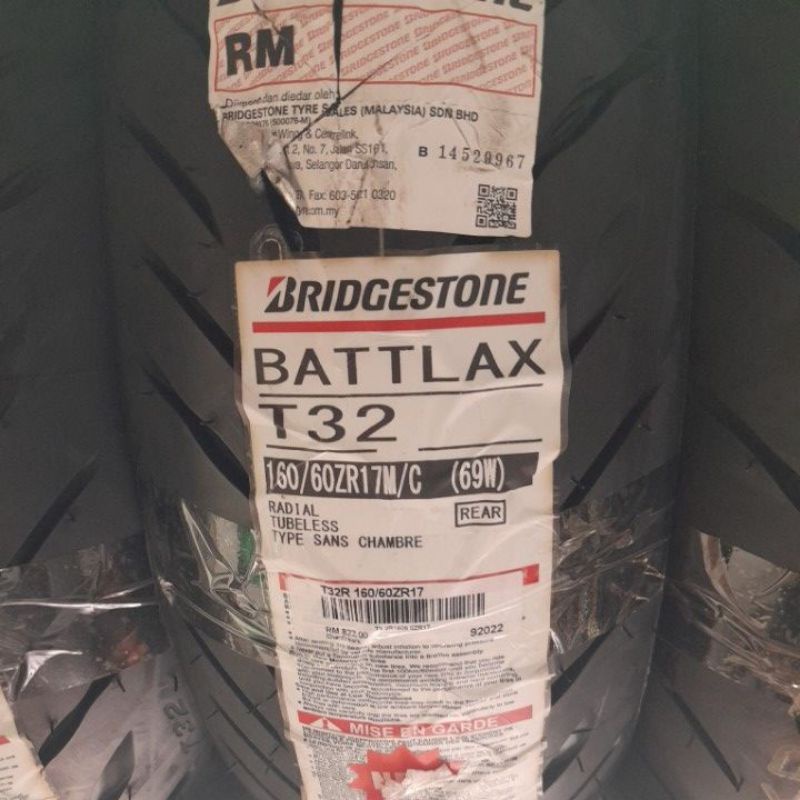 Bridgestone T32 160/60-17 stock 2022 | Shopee Malaysia