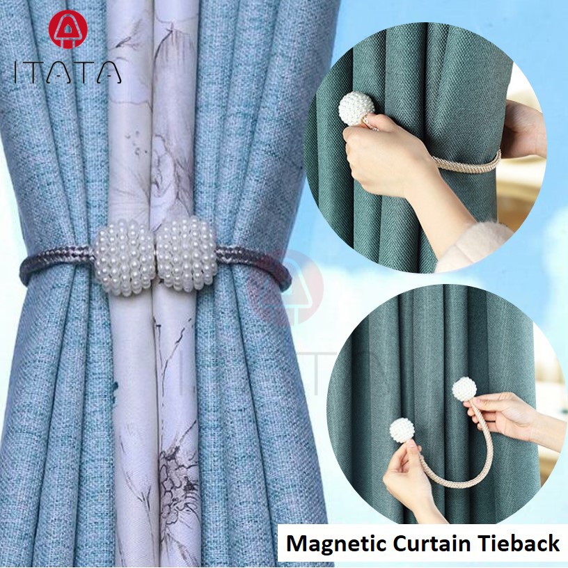[5 COLOUR] 1 Pc Magnetic Curtain Tieback Clip Buckle Braided Ball Klip ...