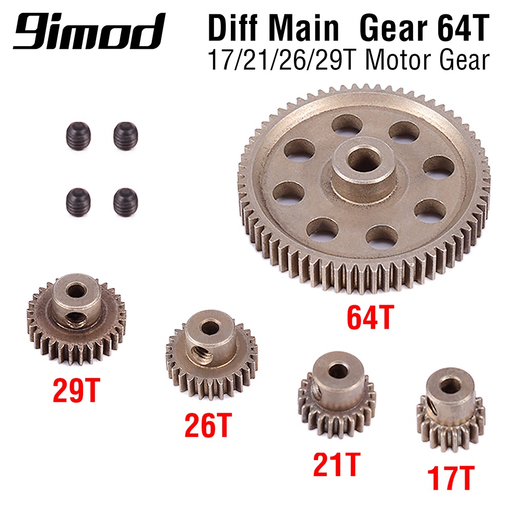 5PCS/Set Metal Diff Differential Main Gear 5MM 64T Motor Pinion Gears ...