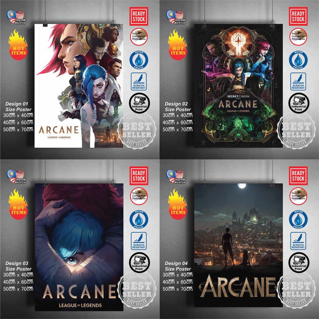 【READY STOCK】Arcane league of legends Poster Sticker Gaming Anime ...