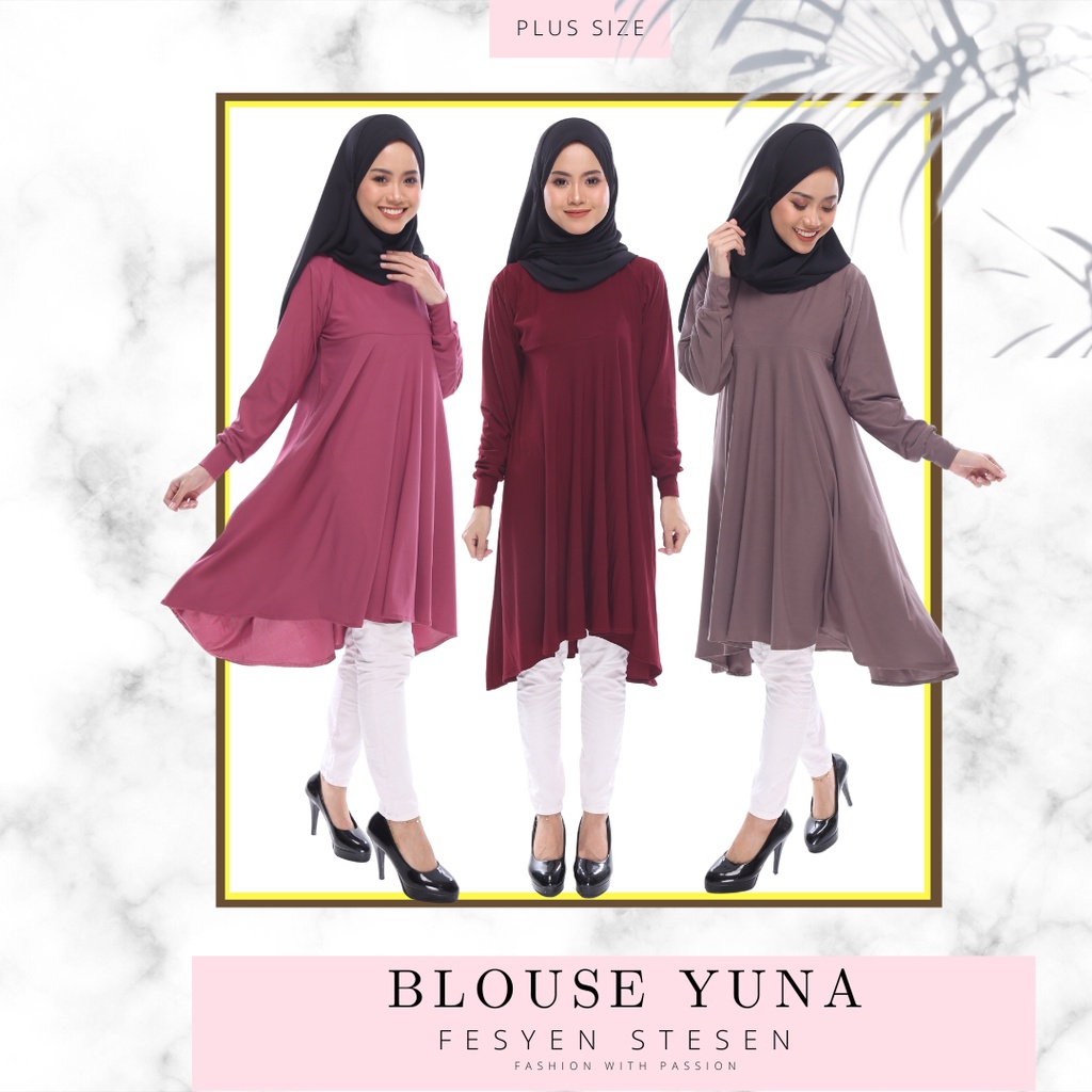 Muslimah Blouse Yuna/PLUS SIZE BLOUSE/Loose & Longger/Blouse xpayah ...