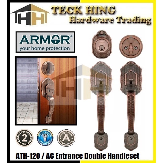 ARMOR ATH-120 /AC Entrance Door Lock Set Double Handle Deadbolt Gripset ...