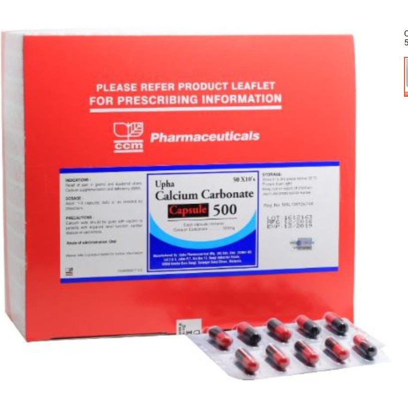 CCM CALCIUM CARBONATE 500MG 10 CAPSULE/STRIP(1 OR 3 OR 5 OR 8 STRIPS ...