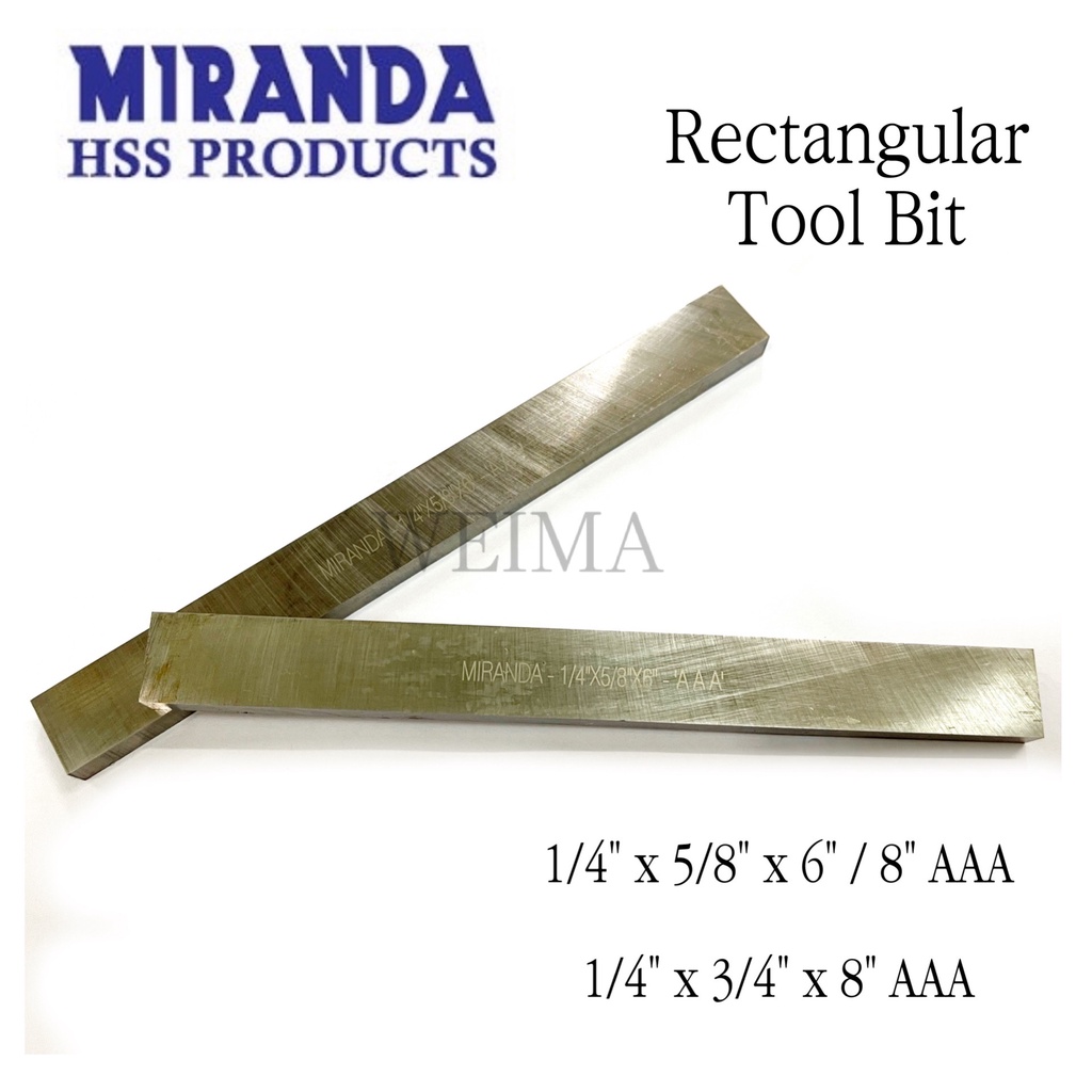 MIRANDA RECTANGULAR LATHE TOOL BIT FLAT LATHE TOOL BIT 1/4" x 5/8" x 6 ...