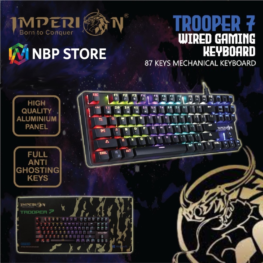 Imperion Trooper 7 RGB MECHANICAL GAMING KEYBOARD ( 87 KEYS ) | Shopee ...