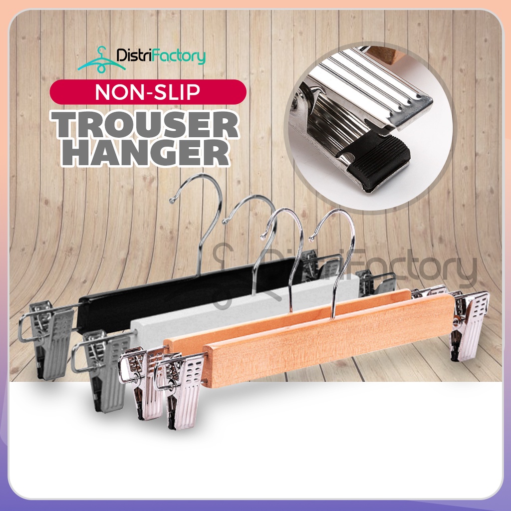 Wood Trousers Slacks Bottom Hanger with Adjustable Non-Slip Strong ...