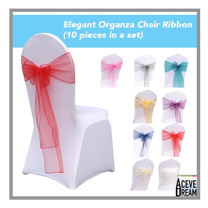(10pcs) Elegant Organza Chair Back Ribbon Deco Banquet Wedding Hotel ...