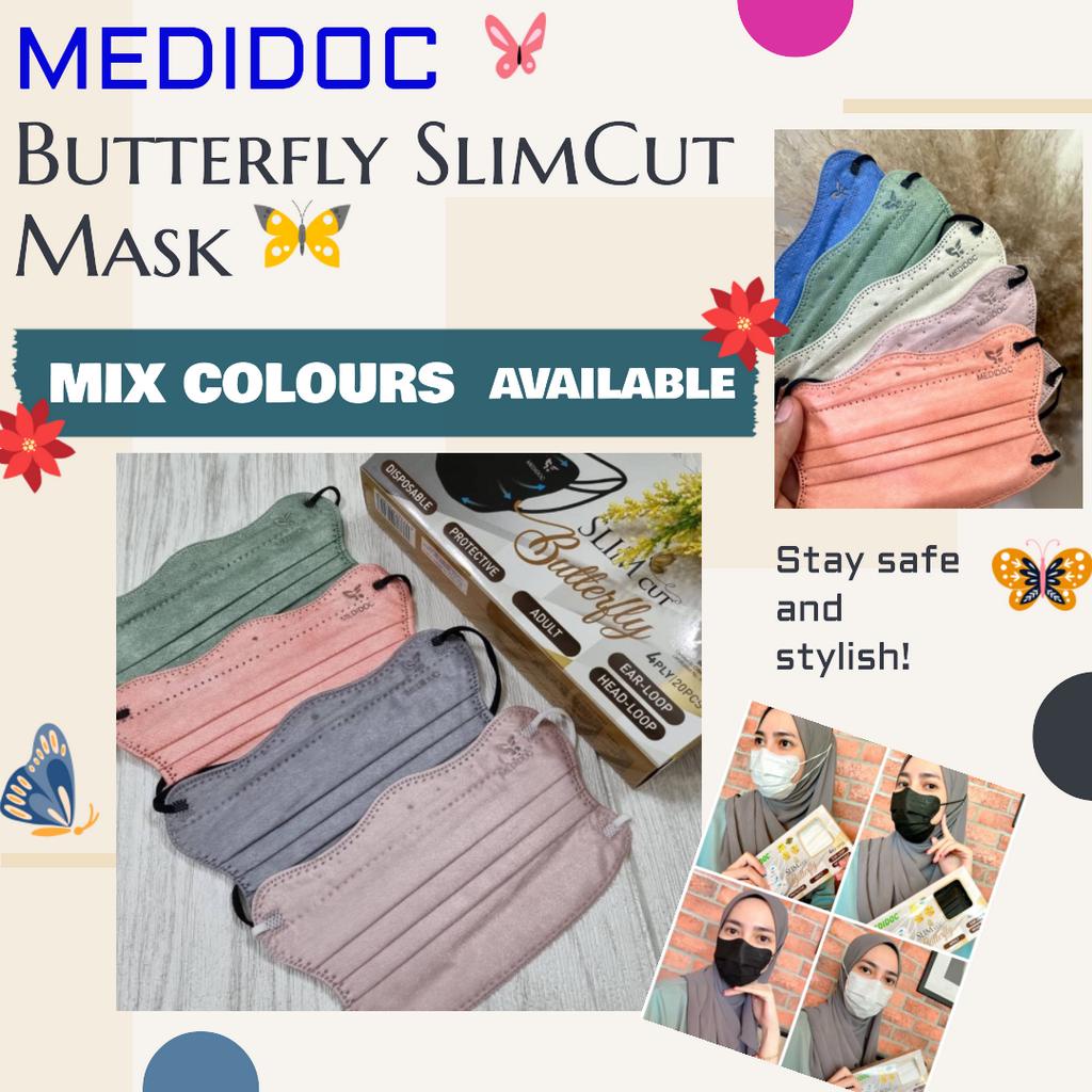 [ SIRIM Certified ] MEDIDOC Slim Cut Butterfly Face Mask Headloop Hijab ...