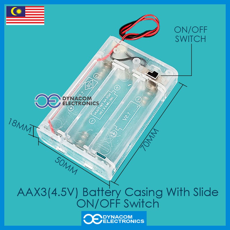 AA Transparent Battery Holder With ON/OFF Slide Switch [Pemegang Bateri ...