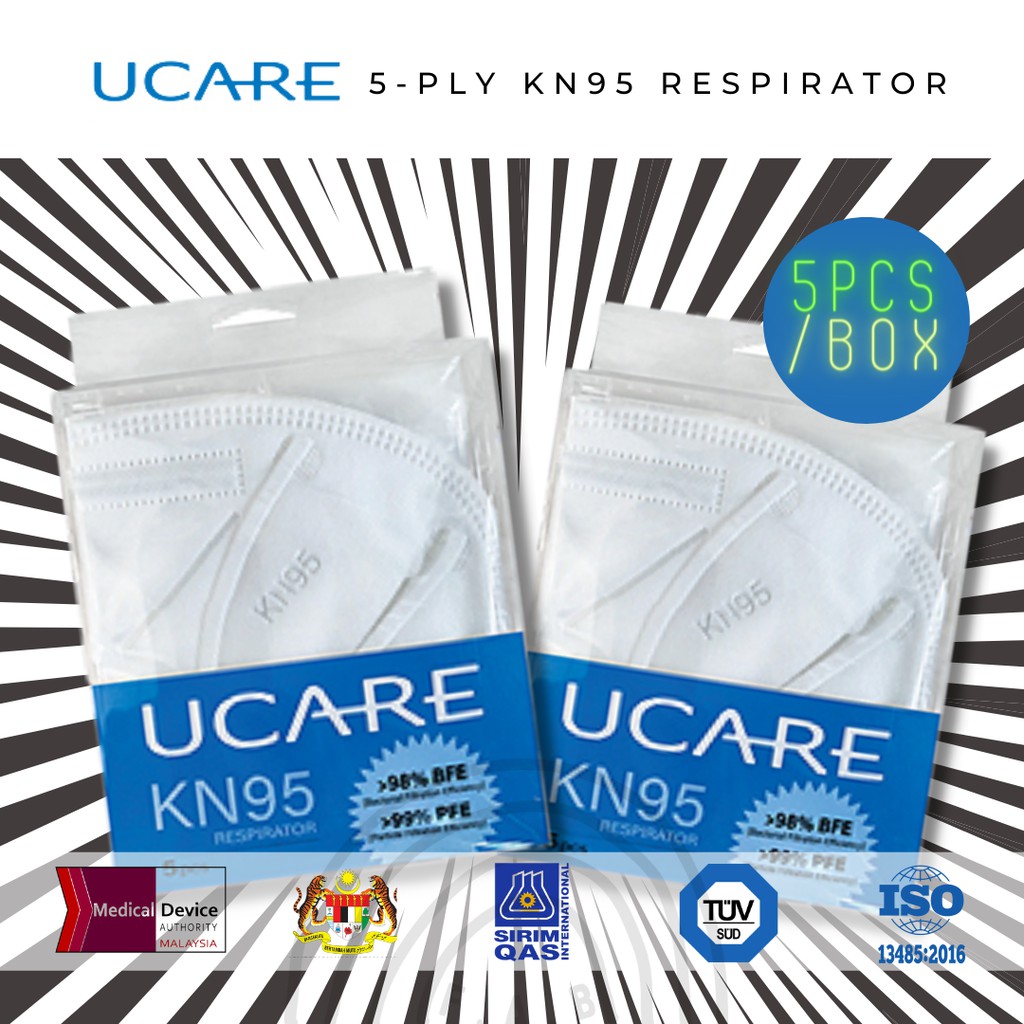 (100% ORIGINAL) UCare KN95 5PLY PREMIUM 99% FILTRATION 5PCS PARTICULATE ...