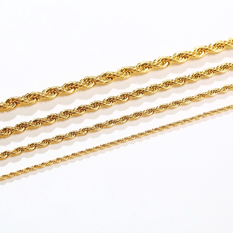 Vnox Gold Colour Filled Stainless Steel Necklace Rope Chain for Men and ...