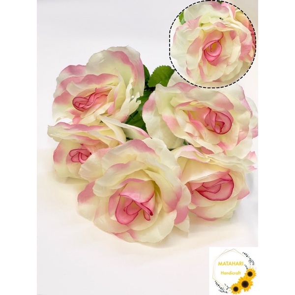 (Ready Stock) ARTIFICIAL 5 HEADS ROSE FLOWER/ HIASAN 5 KUNTUM BUNGA ROS ...