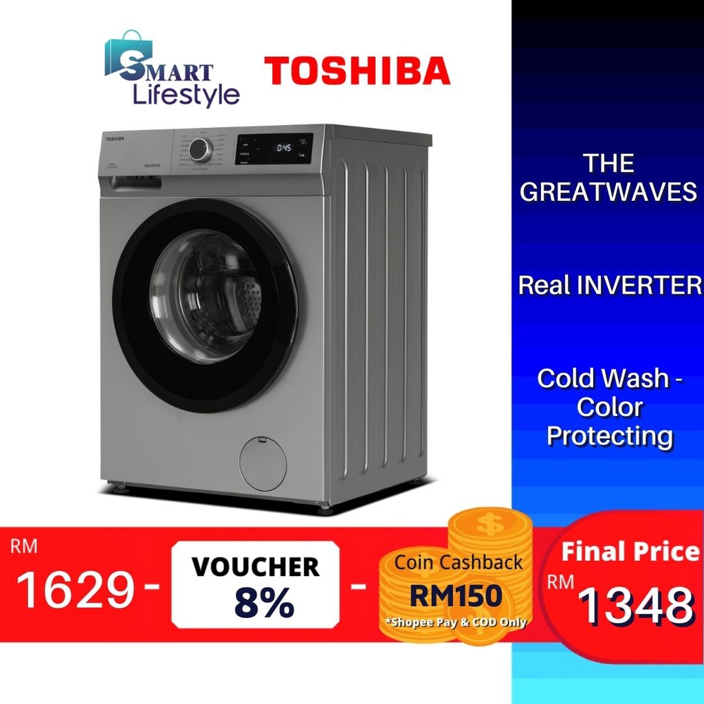 Toshiba Front Load Real Inverter Washer (8.5kg) TW-BH95S2M(SK) | Shopee Malaysia