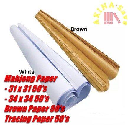 AKINA SAVE White Mahjong Paper 31 X 31 / 34 X 34 Brown paper 5's 10's ...