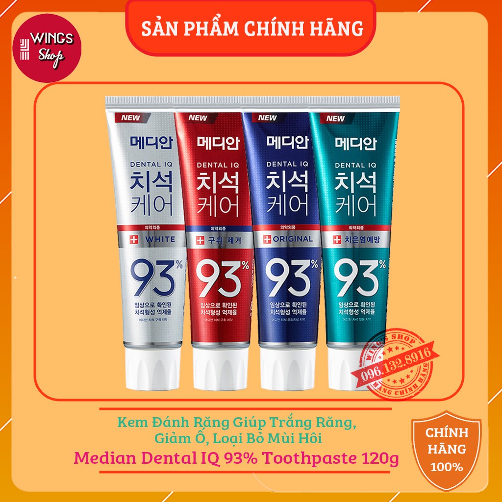 Median Dental IQ 93 Korean Toothpaste 120g - Helps Whiten Teeth, Reduce ...
