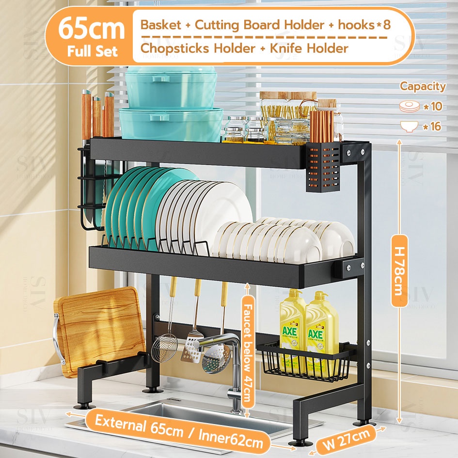 SIV Dish Cabinet Rack Over-The-Sink Dish Drainer Drying Rack Plate ...