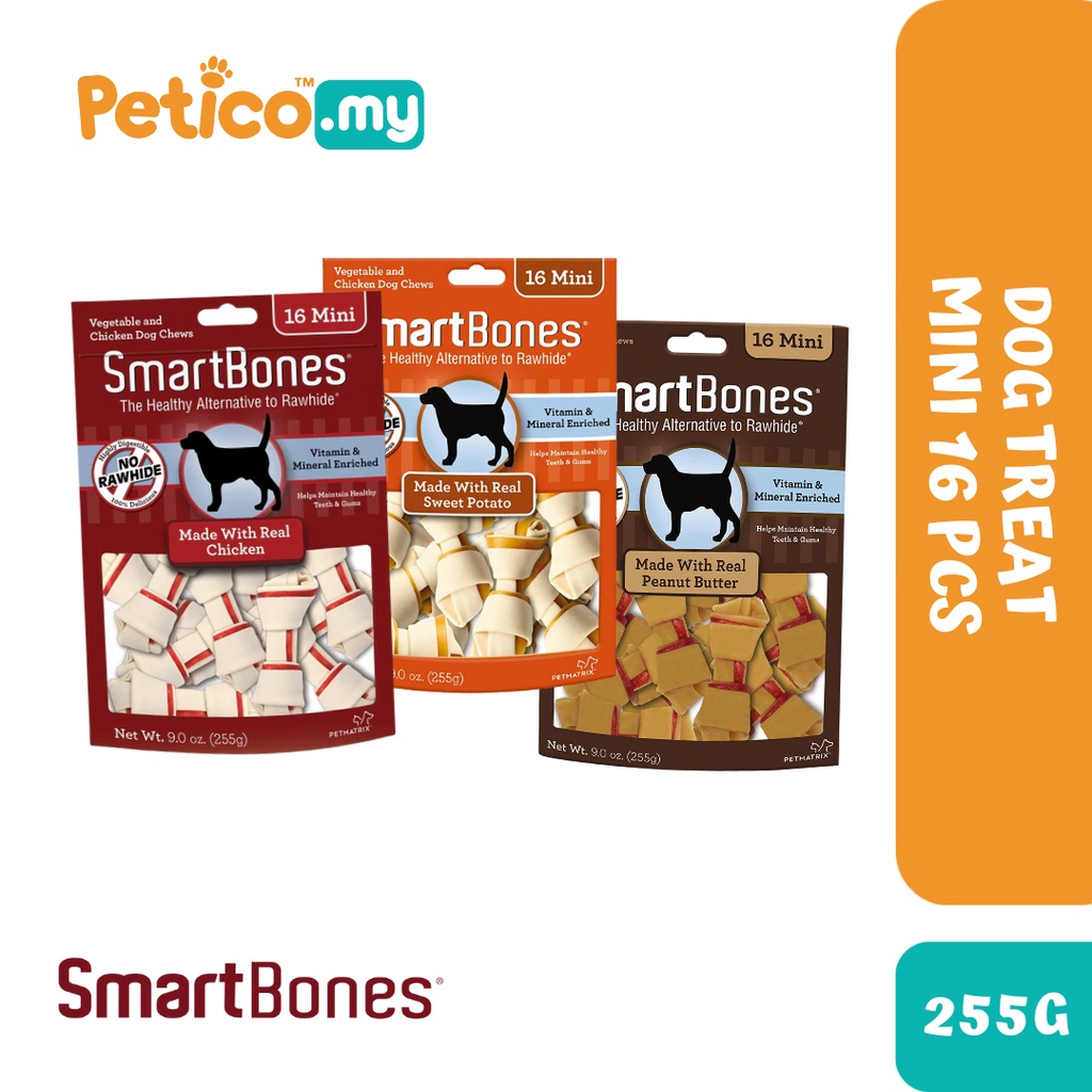 Smartbones Mini 16 sticks Dog Treat 255g (Sweet Potato/ Chicken/ Peanut ...