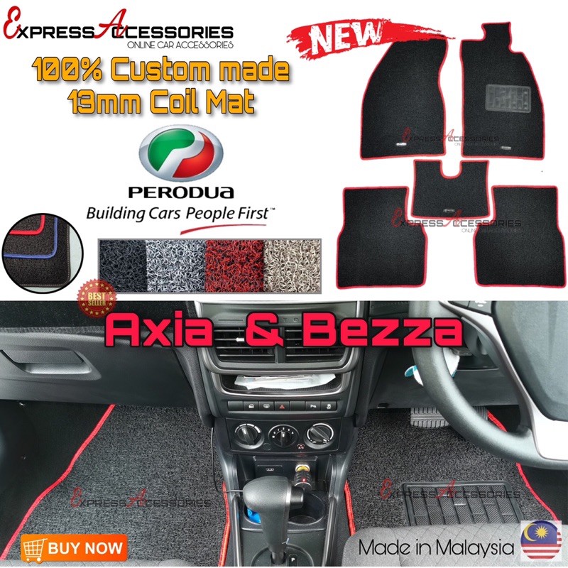 Perodua Axia & Bezza 13MM 100% Custom Fit Laser Pre Cut Coil Mat ...