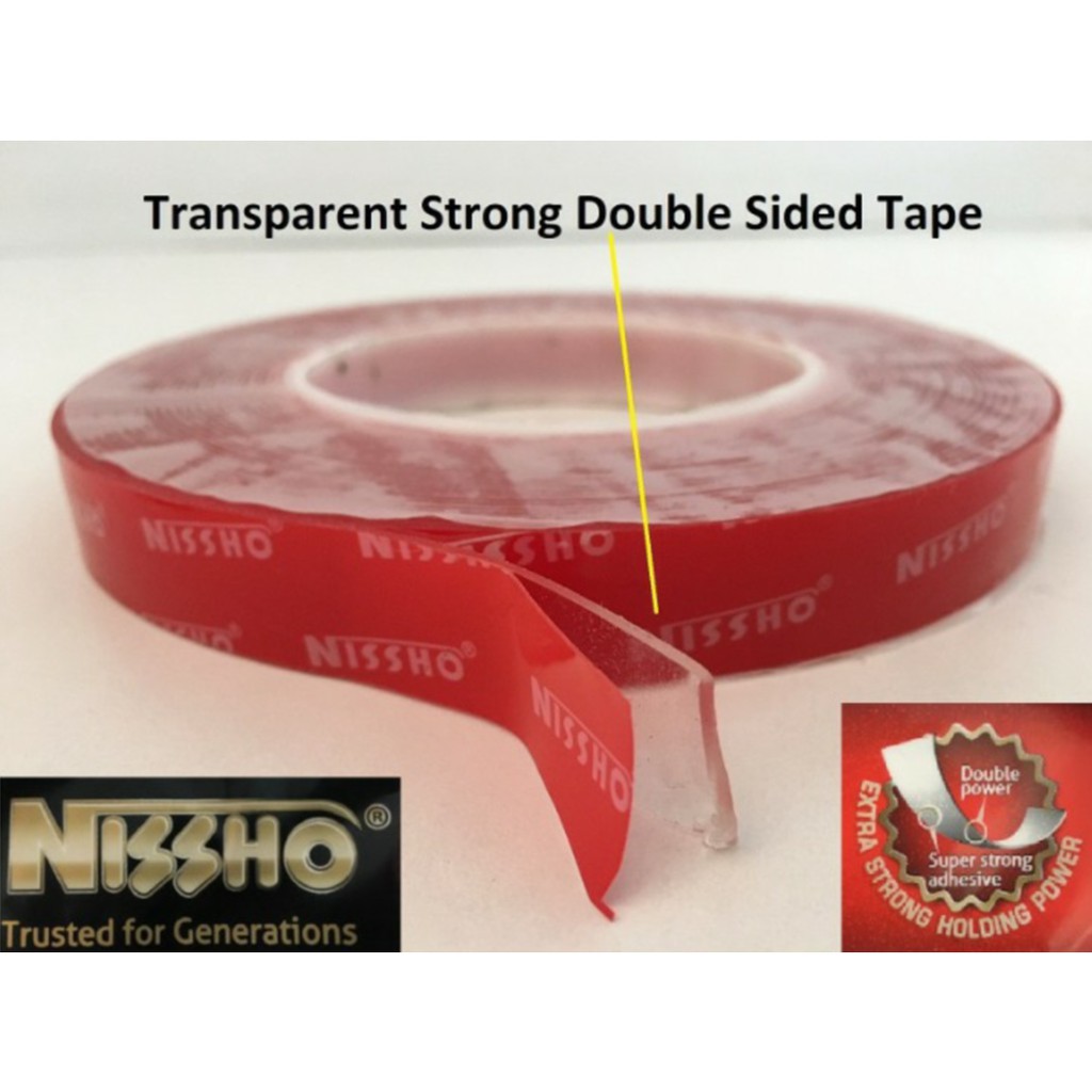 NISSHO Double-Sided Acrylic Foam Tape Transparent 10mm 18mm 24mm x ...