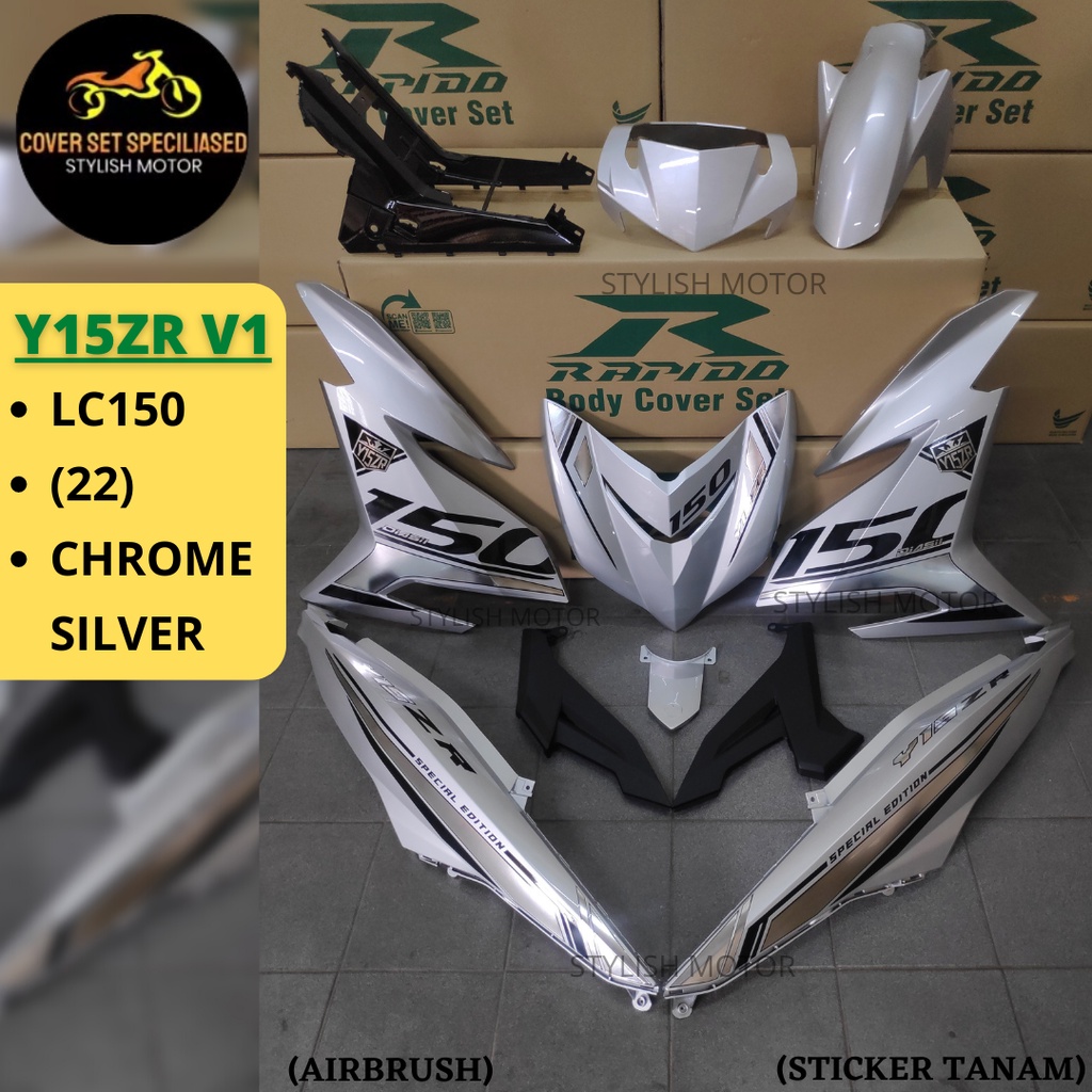 (STICKER TANAM/AIRBRUSH) RAPIDO COVER SET Y15ZR V1/V2 LC150 (22) CHROME SILVER | Shopee Malaysia