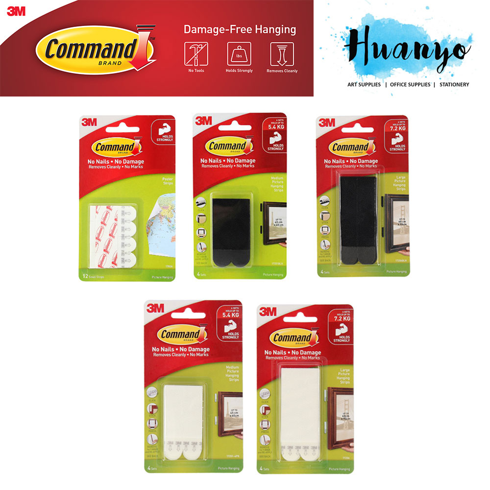 3M Command Picture Poster Canvas Wall Hanging Frame Tape Strip (Per ...