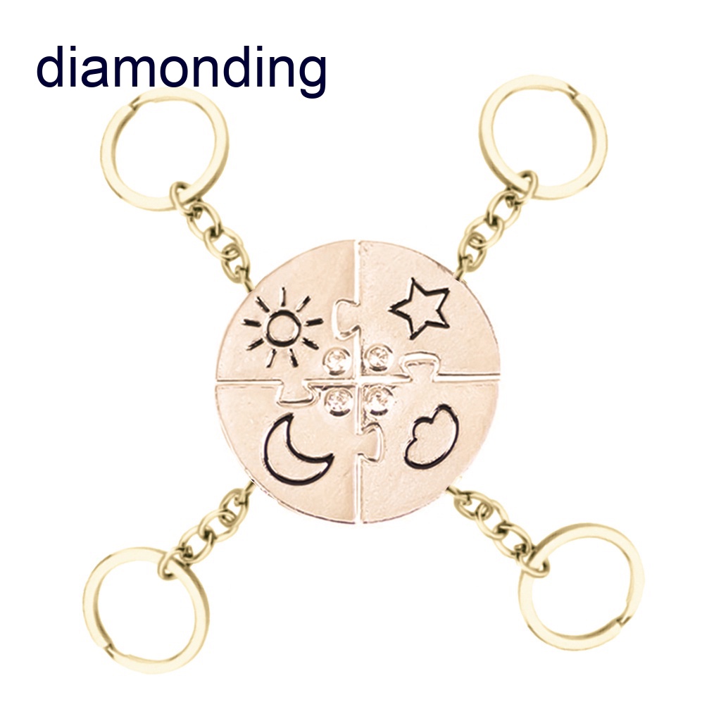 Diam 4pcs/Set Best Friend Friendship Keychains Sun Moon Cloud And Star ...