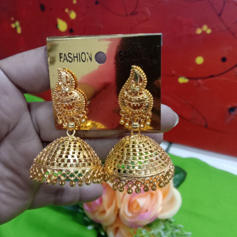 Jhumka / Gold Polished Jhumka / Designer Big Size Jhumka / Premium ...