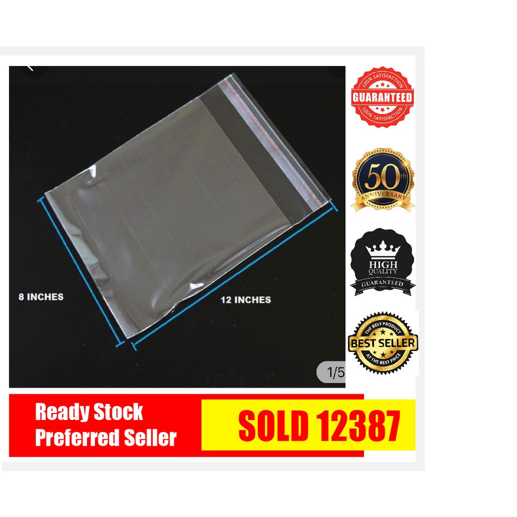 Transparent 9x12 inches Self-adhesive Plastic Bag 100pcs | Shopee Malaysia