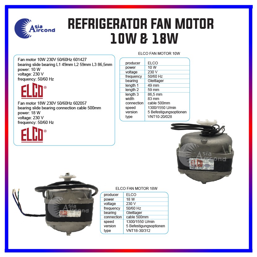 ELCO REFRIGERATOR FAN MOTOR 10W & 18W | Shopee Malaysia