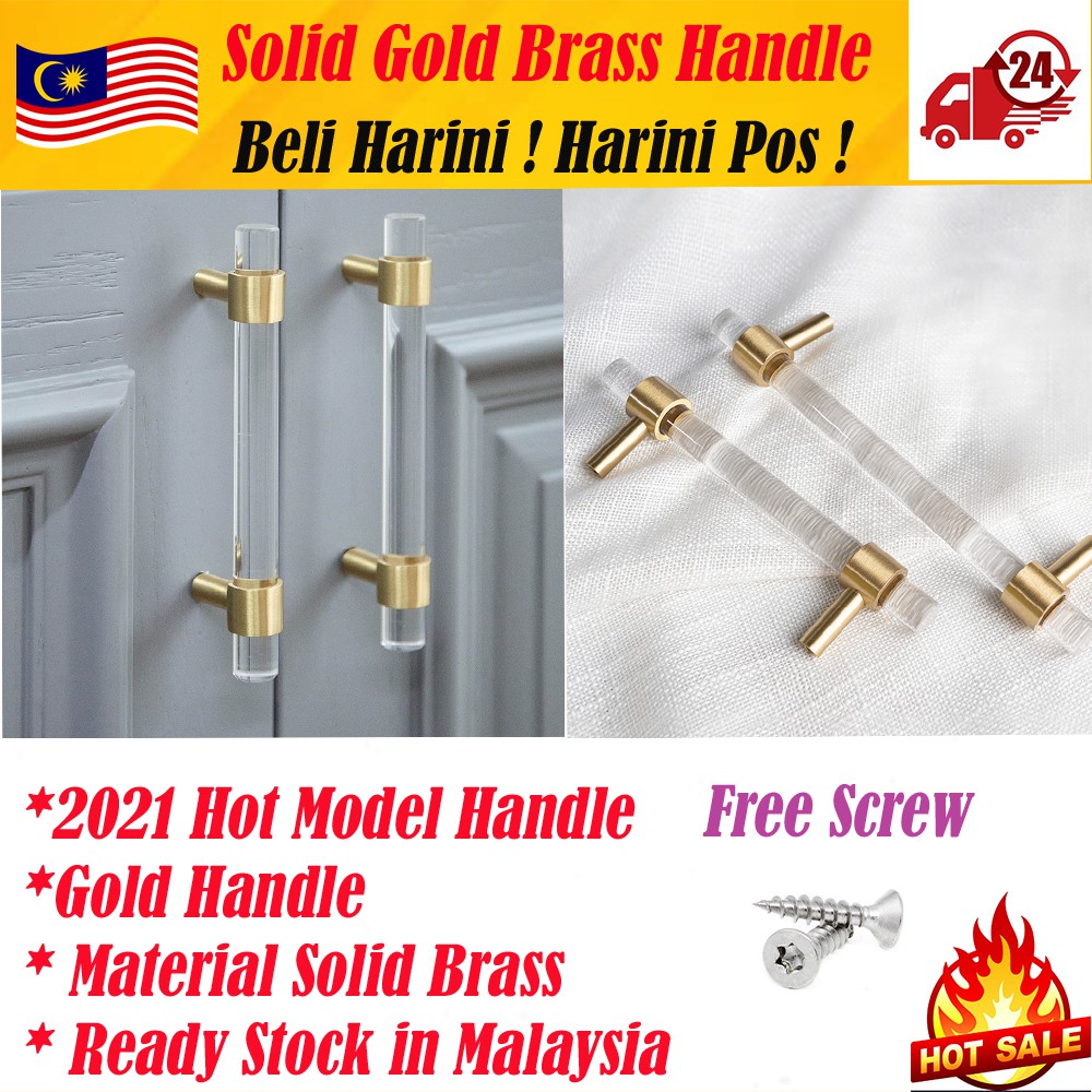 Brass transparent Arcylic Handle Gold handle Modern Handle Drawer Pulls ...