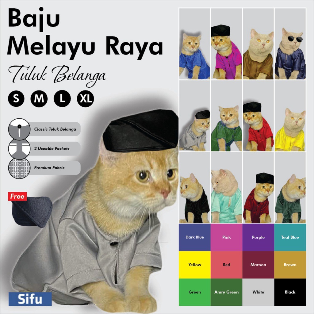 Baju Melayu Raya Kucing Teluk Belanga (Cat Photoshoot Prop Costume Raya ...