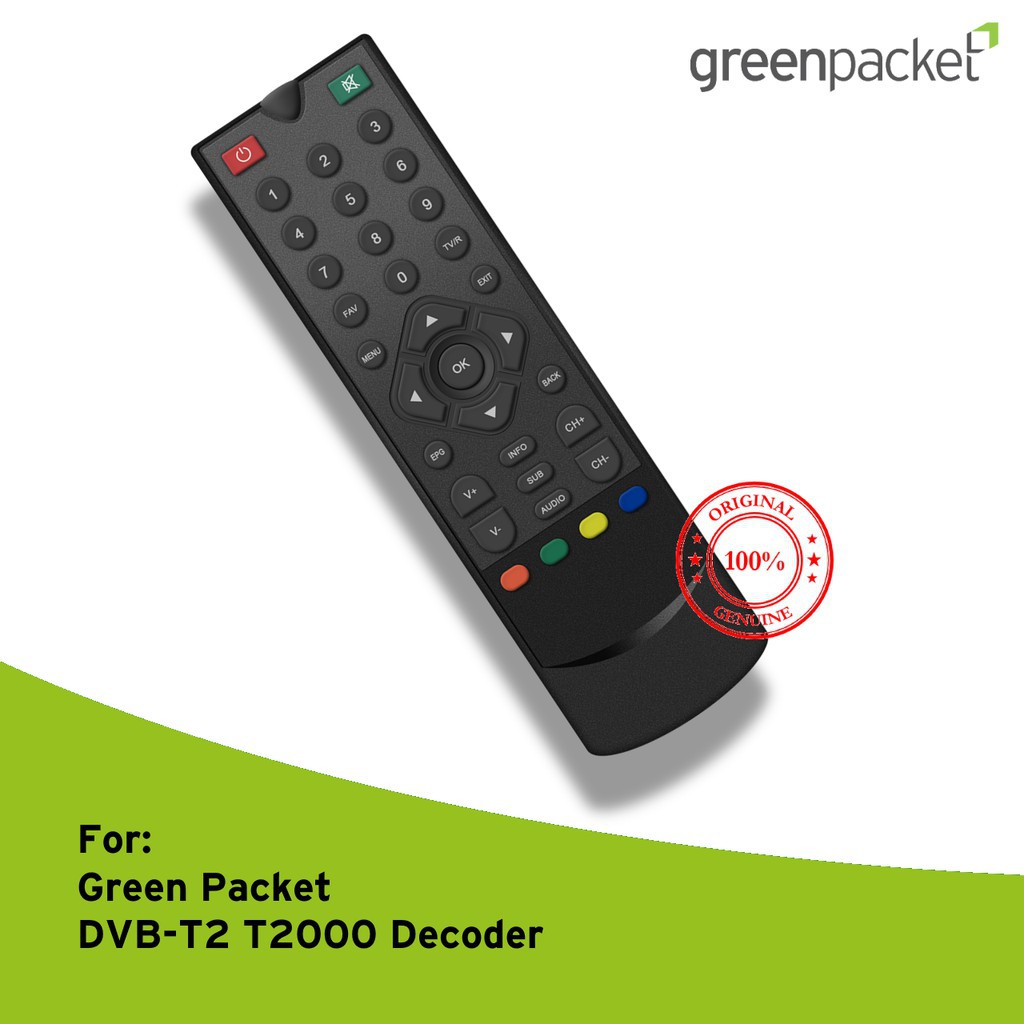 (ORIGINAL) Remote Control for Green Packet T2000 DVB-T2 Decoder | Shopee Malaysia